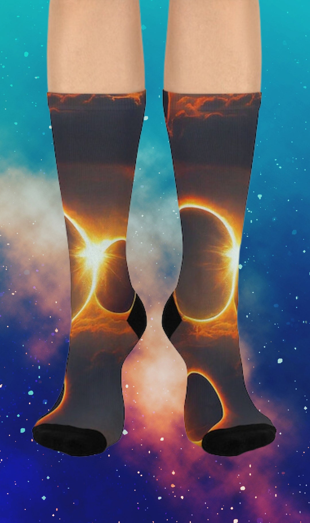 Solar Eclipse Socks, Man Gift, Husband Gift, Dad Gift, Friends Gift, Birthday Cushioned Crew ...