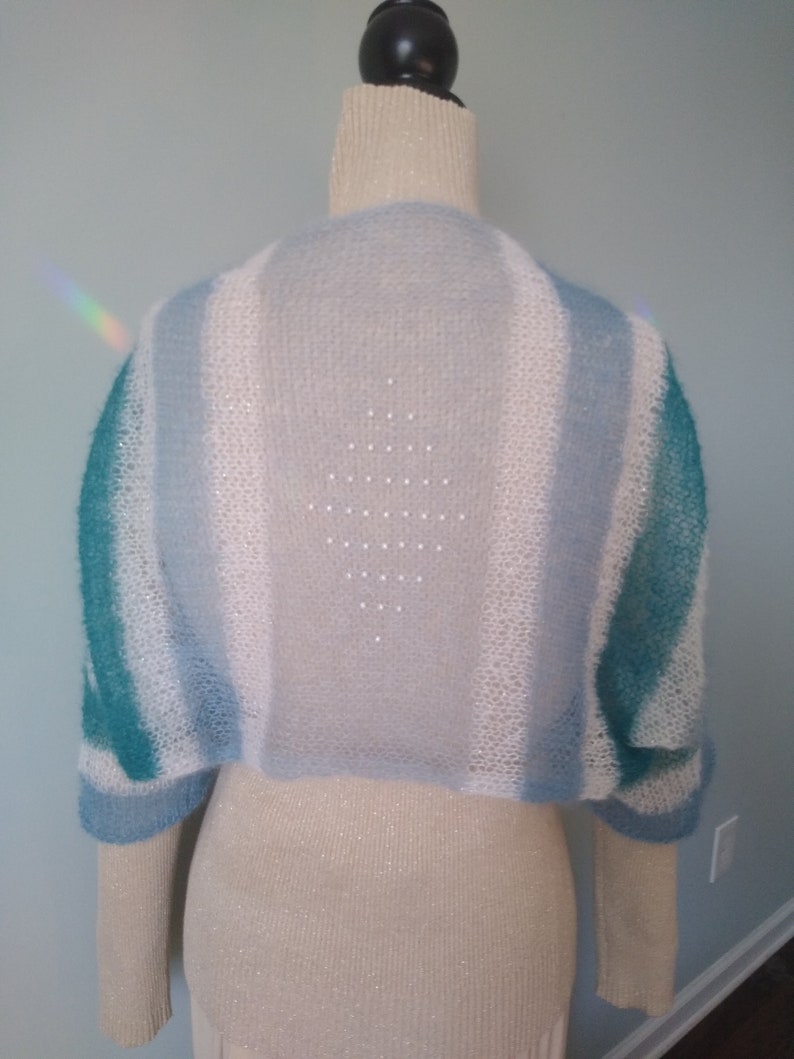 Hand Knitted Beaded Mohair Summer Shrug stray Cat Blues Handmade Mohair ...