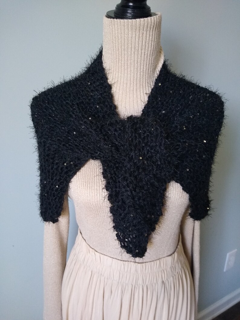 Hand Knitted Wrap amazing Grace Hand Knitted Scarf Black Sequined Scarf ...