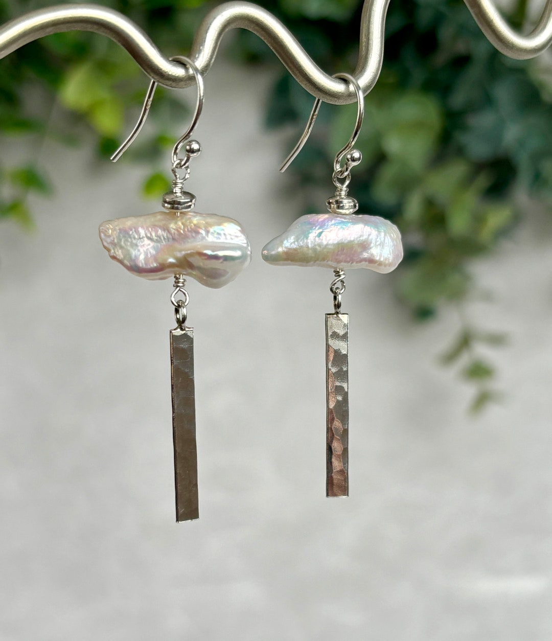 FRESHWATER BIWA Pearls With BEAUTIFUL Hues of Blues and Pinks, Hammered ...