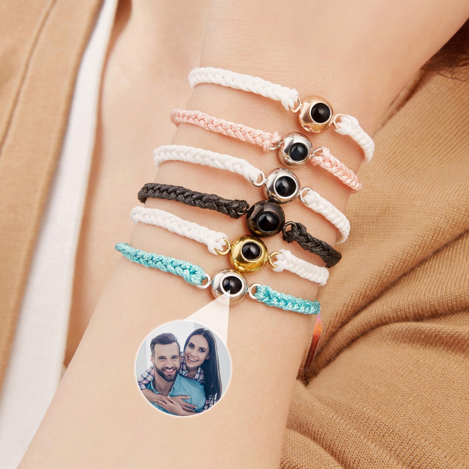 Personalized Photo Projection Charm Bracelet, Wedding Birthday Gift ...