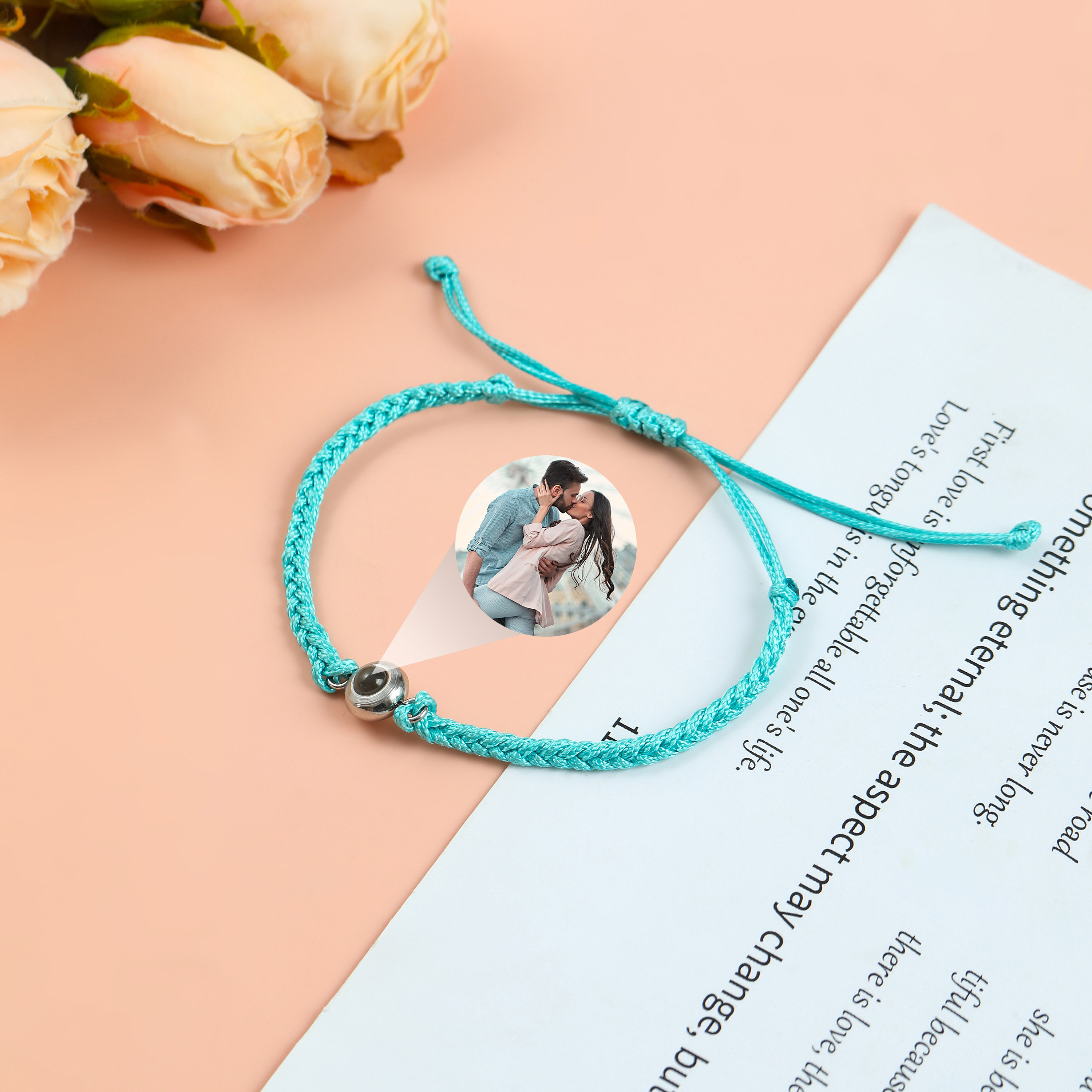 Personalized Photo Projection Charm Bracelet, Wedding Birthday Gift ...