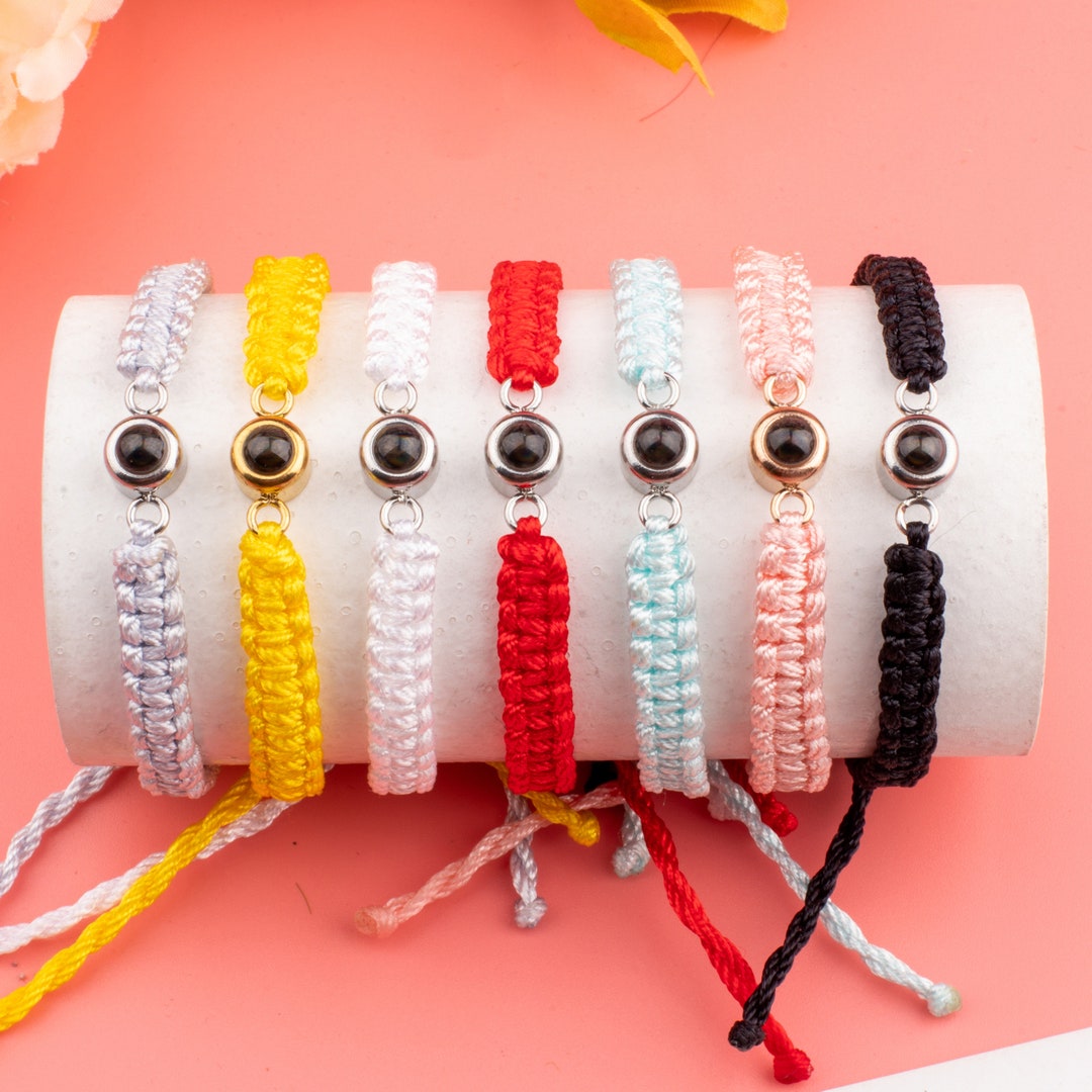 Custom Photo Projection Bracelet, Photo Bracelet, Handmade Braided Rope Picture Bracelet ...