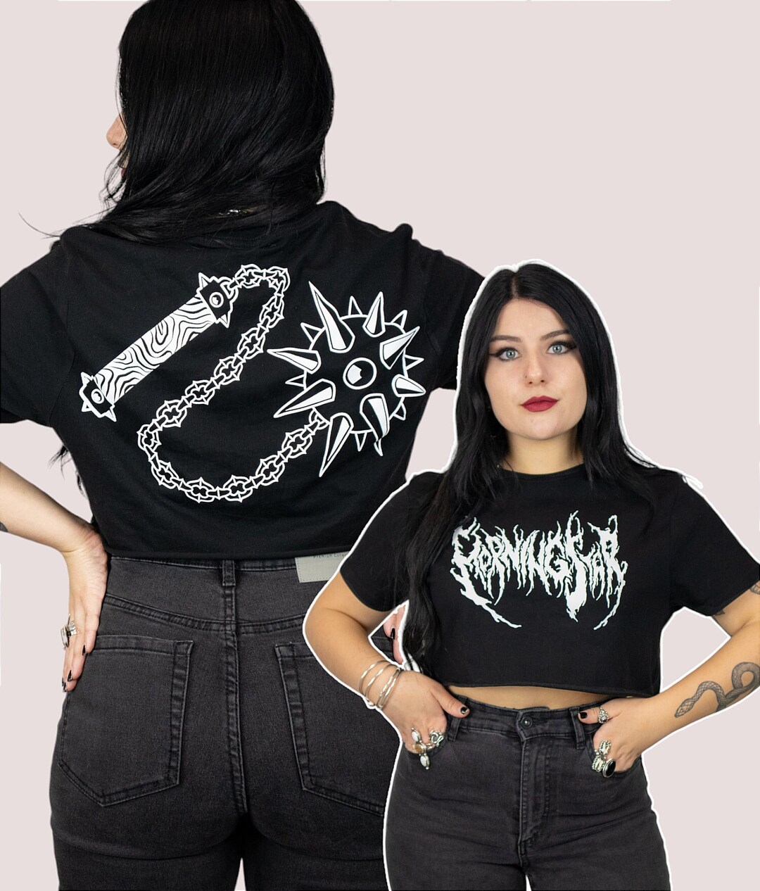 Gothic Crop Top, Original Print T-shirt, Handmade Screen Printing ...