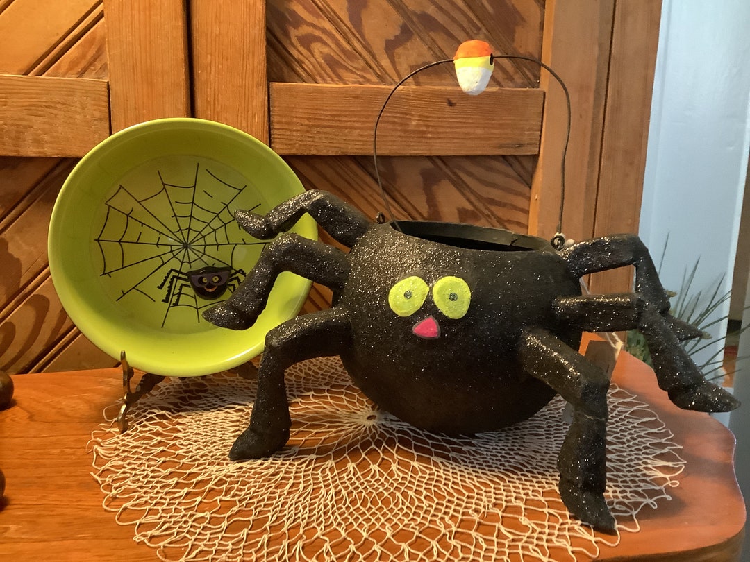 Paper Mache Spider & Spider Candy Dish - Etsy