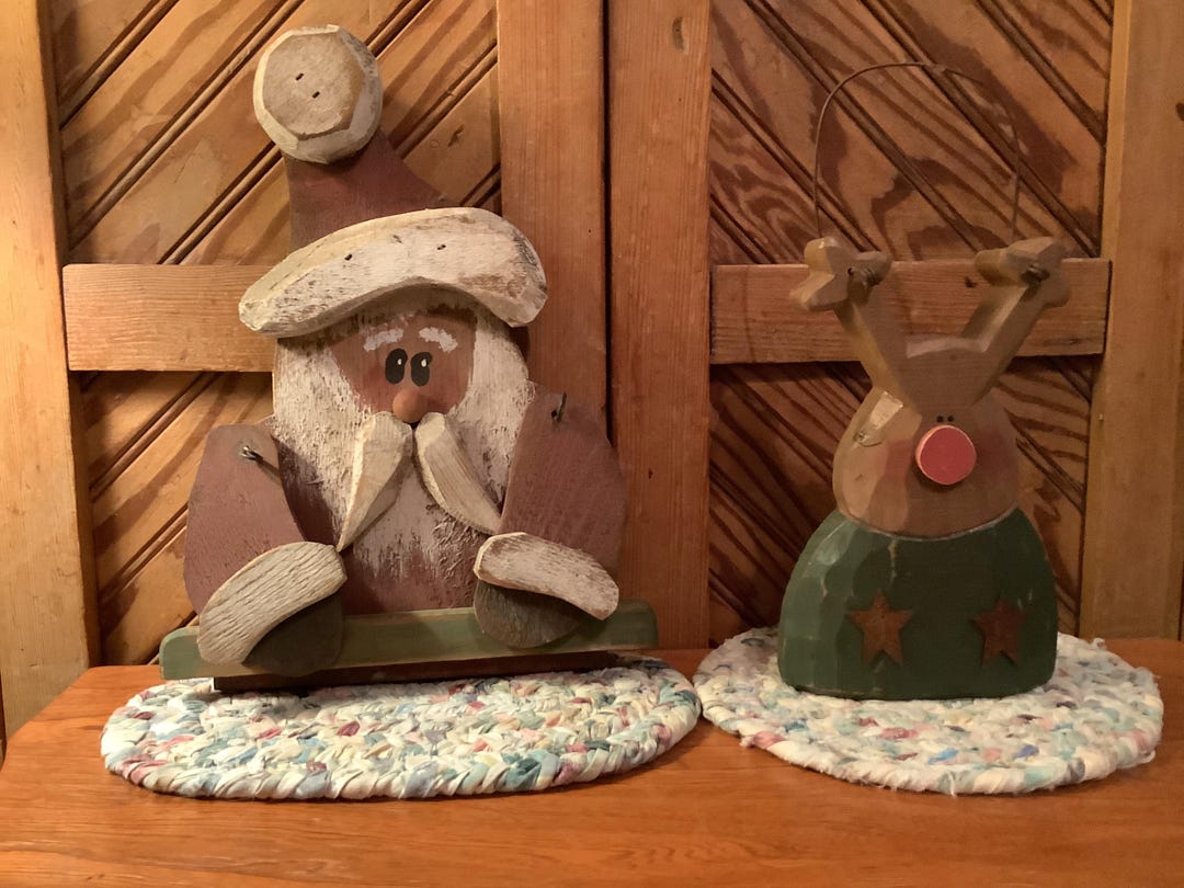 Santa and Rudolf Wooden Cutouts - Etsy