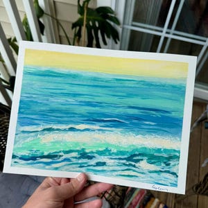 Handmade Original Ocean Artwork on Paper, Tranquil Waves - Etsy