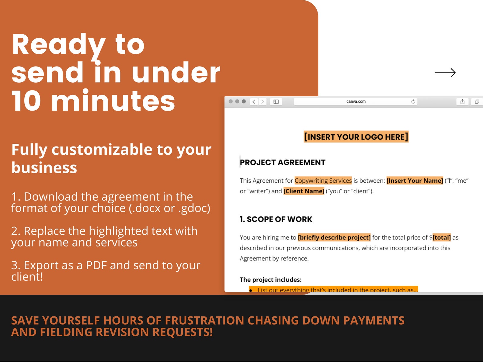 Freelance Writer Contract Template | Copywriter Client Agreement ...