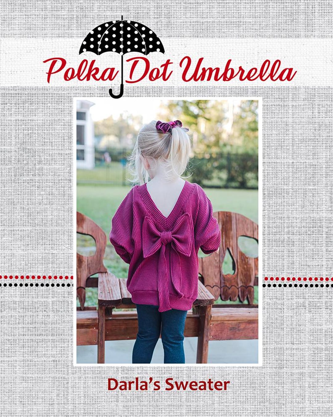 Kids V-back Bow Sweater Sewing Pattern: Dolman Top, Sizes 2-14 Darla's ...