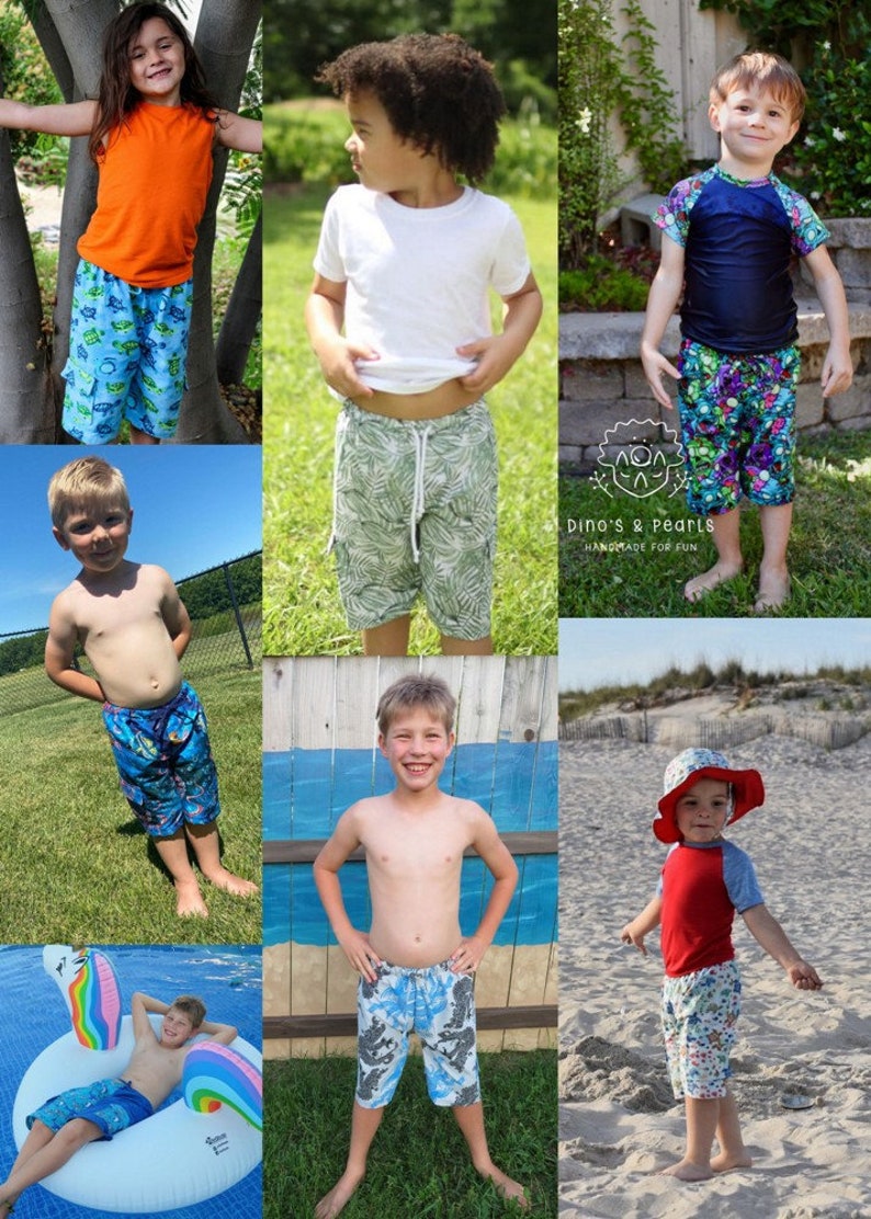 Kids Swim Shorts Sewing Pattern: Board Trunks, Sizes 2 to 14 Josh's ...