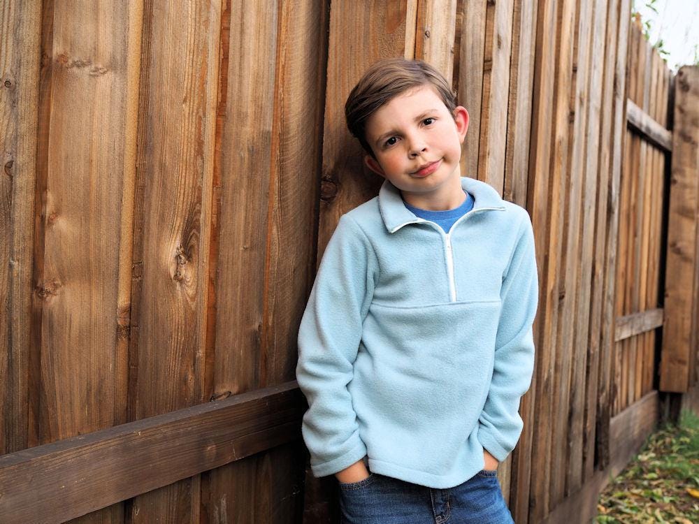 Kids Half-zip Sweatshirt Sewing Pattern: Fleece, Sizes 2 to 14 Lucas ...