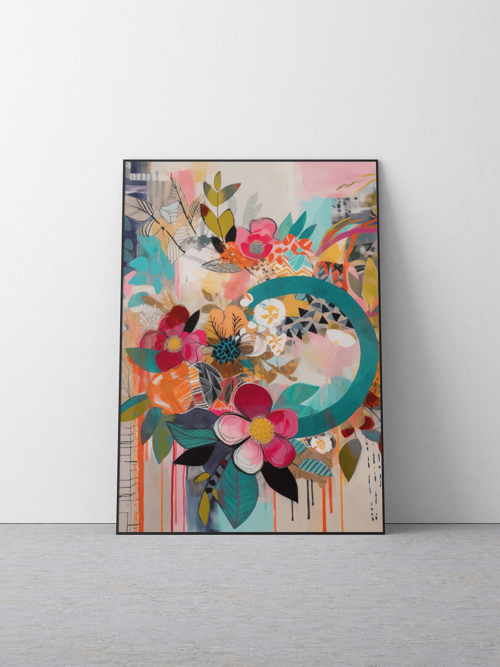 Modern Poster Abstract Floral Wall Decoration Deco - Etsy