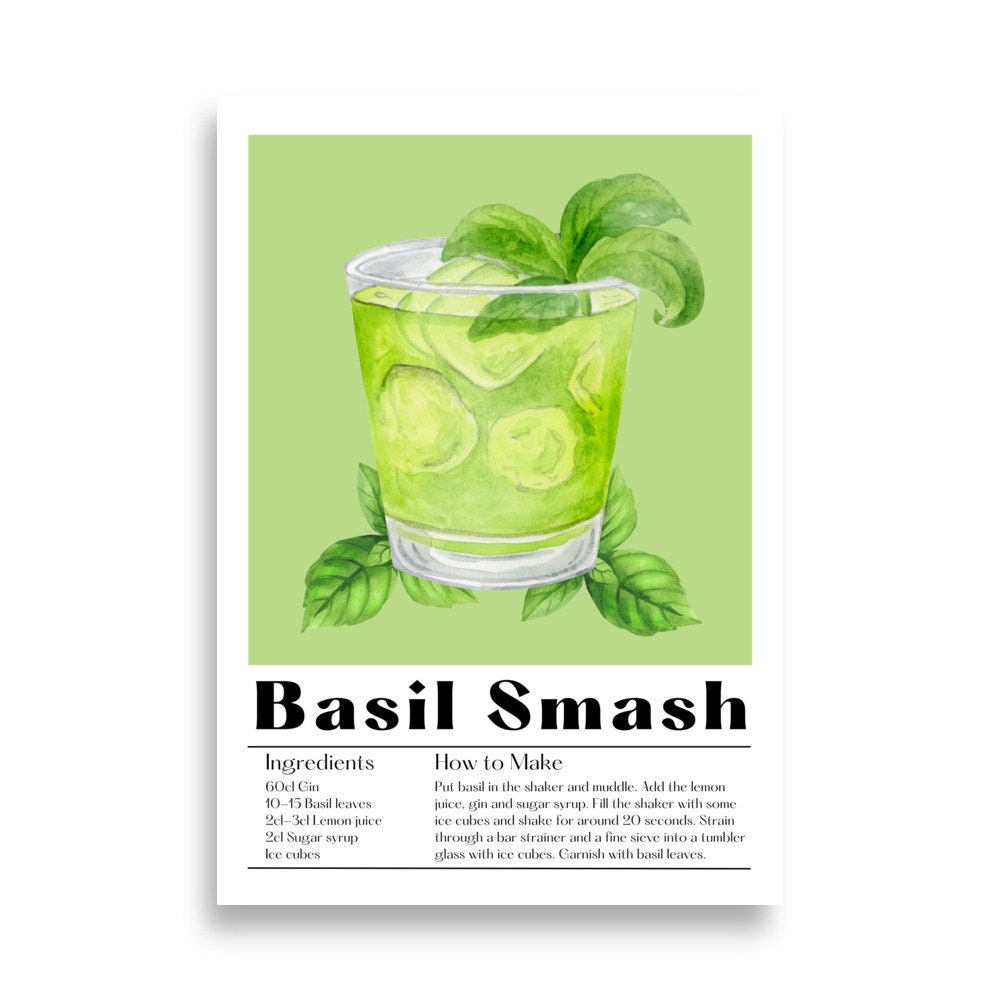 Gin Basil Smash Poster Premium Poster Print Matt Bar Ambiente Modern ...