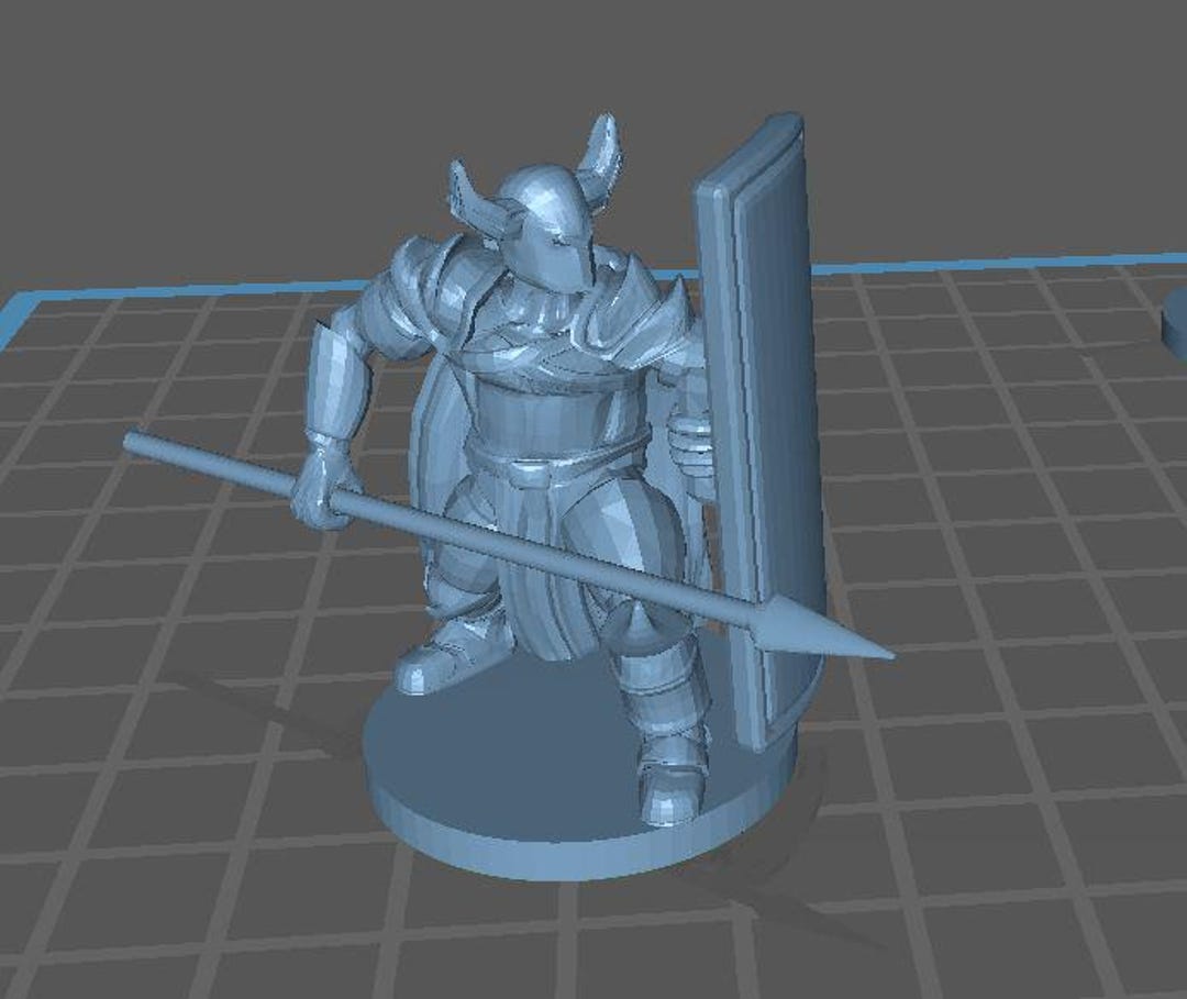 Horned Helm Tower Shield and Spear Paladin/ Mz4250/ 25mm Scale Miniature/ Pathfinder/ D&D/ RPG ...