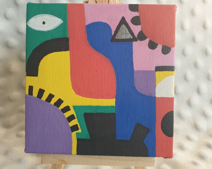Mini Canvas | Original Abstract Painting 4"×4". - Etsy