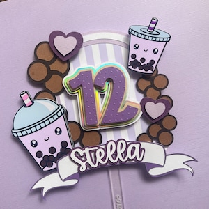 Boba Cake Topper, Bubble Tea Cake Topper, Let's Par-tea Cake Topper ...