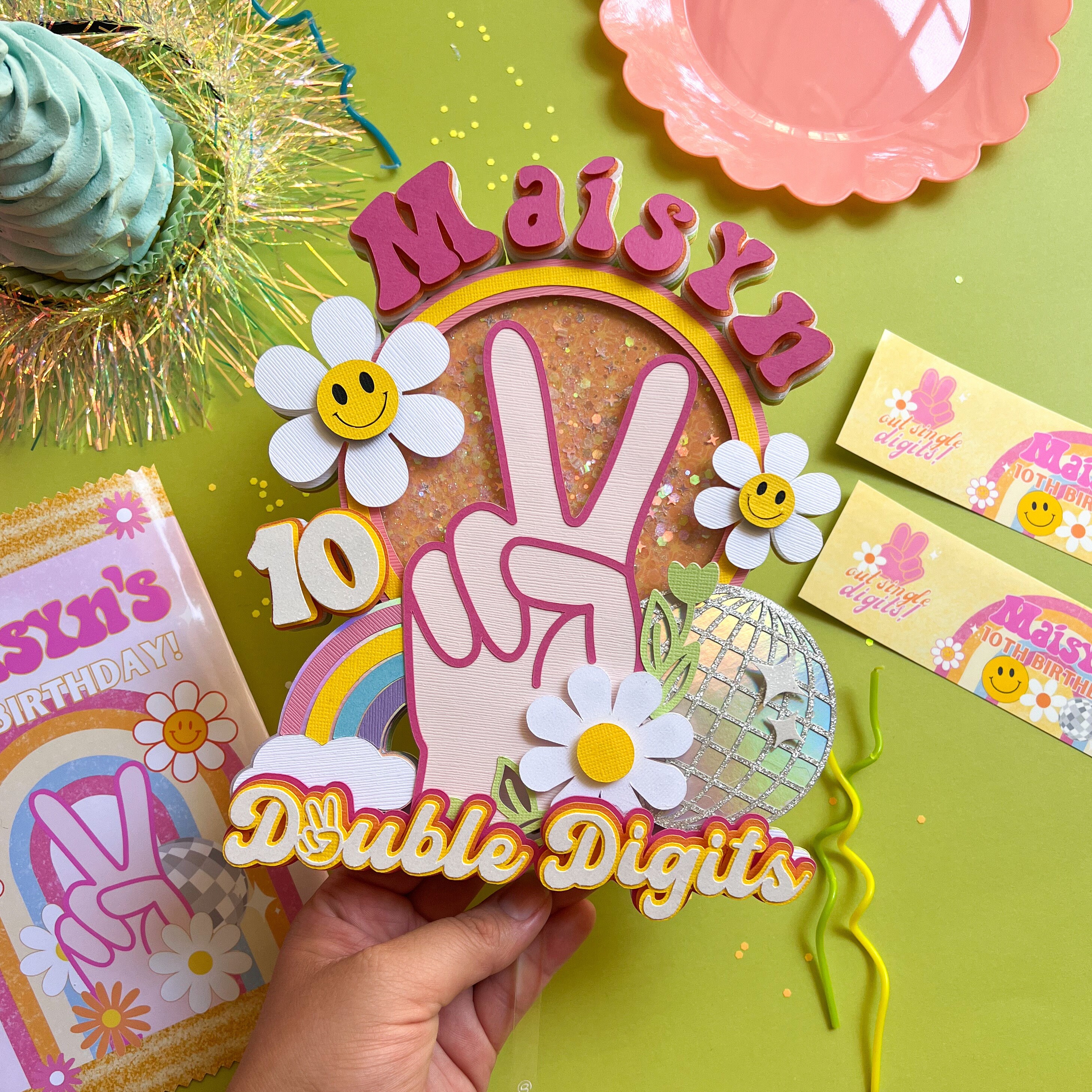 Groovy Double Digits Cake Topper: Retro Hippie Birthday Party - Etsy