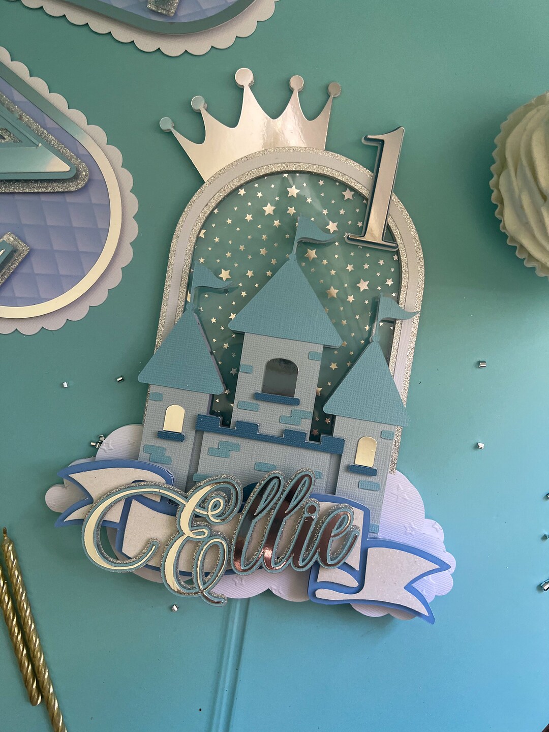 Bippity Boppity Two Cake Topper, Blue Princess Cake Topper, Cinderella ...