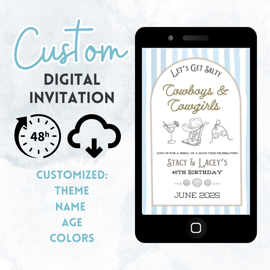 Custom Birthday Invitation: Personalized Digital Invite (PDF & JPG) - Etsy