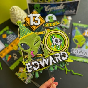 Alien Cake Topper, Space Alien Birthday, Out of This World Cake Topper ...