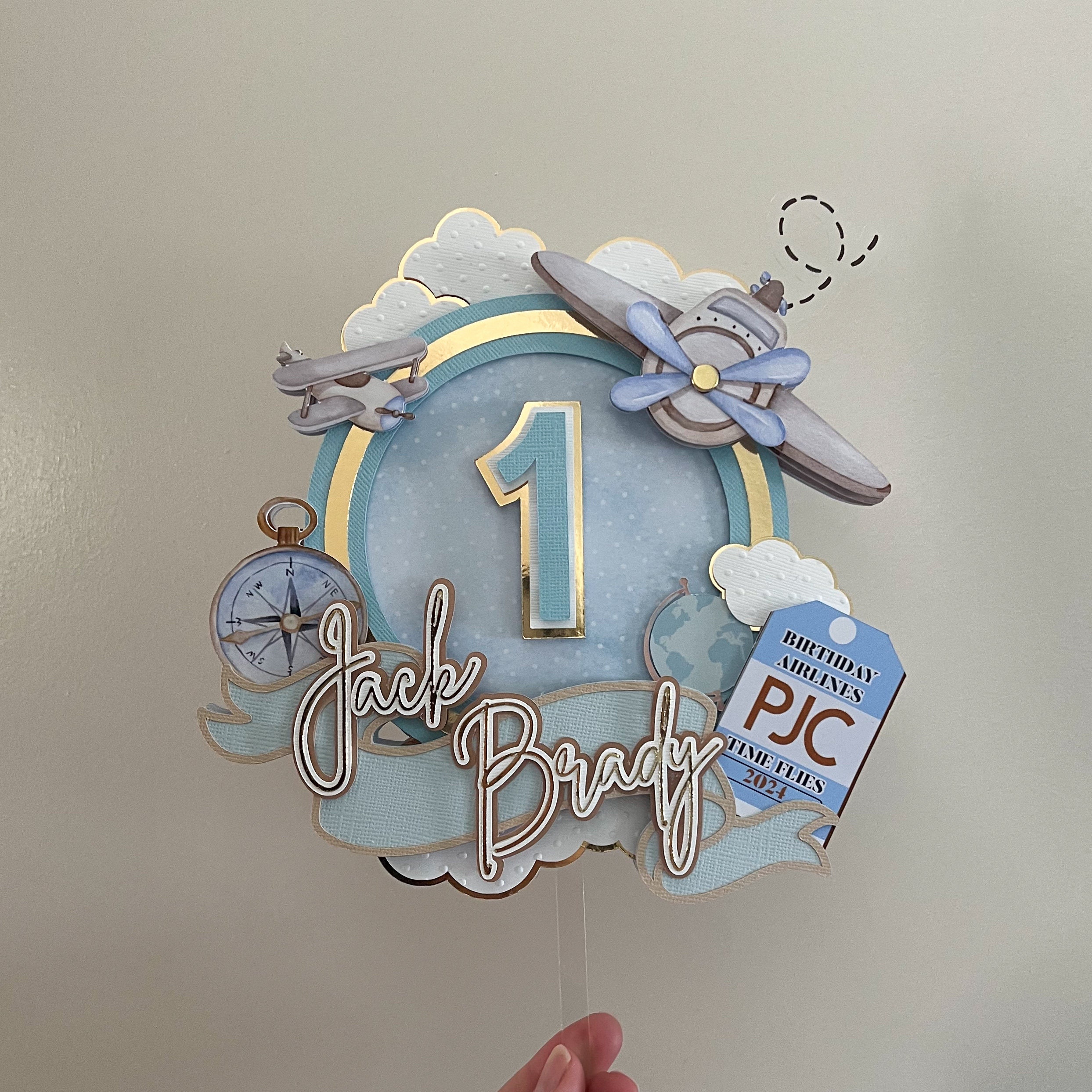 Vintage Airplane Cake Topper: Personalized Travel Theme - Etsy