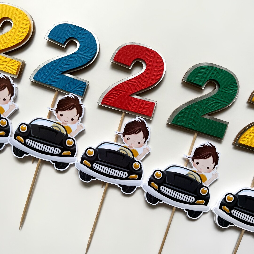 Two Fast Car Cupcake Toppers: Transportation Birthday Decorations - Etsy