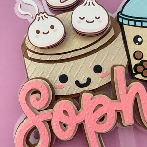 Boba and Bao Cake Topper, Little Dumpling Cake Topper, Boba Tea Cake ...