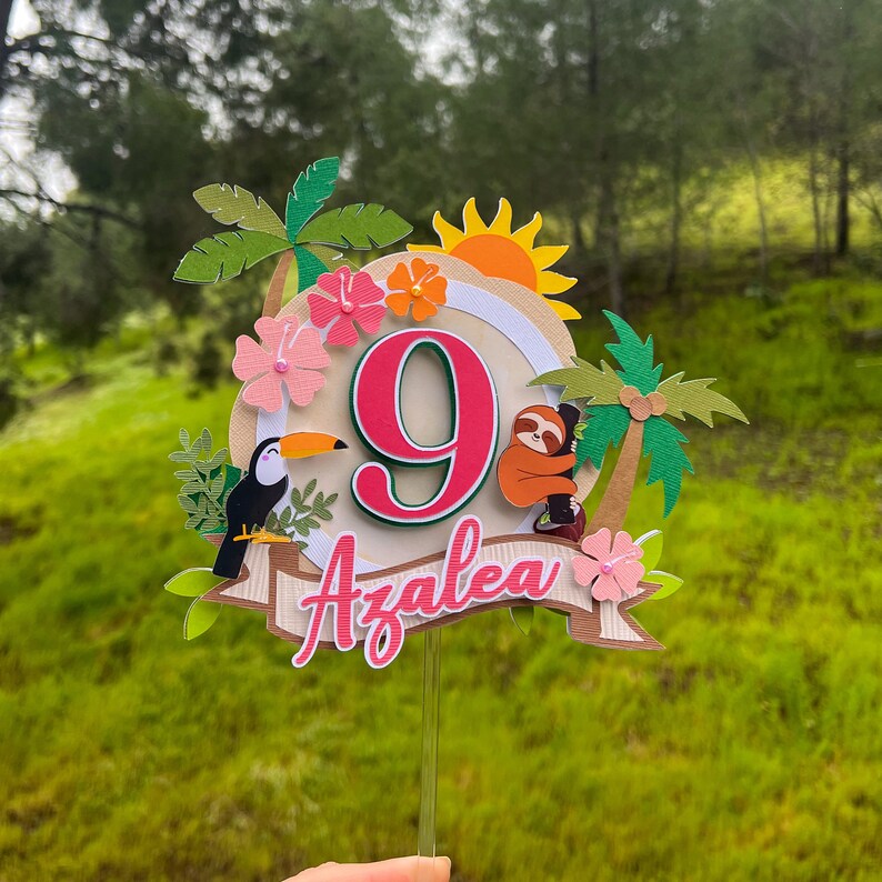 Tropical Cake Topper Tropical Rainforest Party Rainforest - Etsy