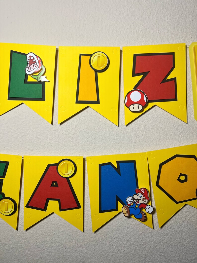 Mario Bros Birthday Banner Mario Bros Party Decor Mario | Etsy