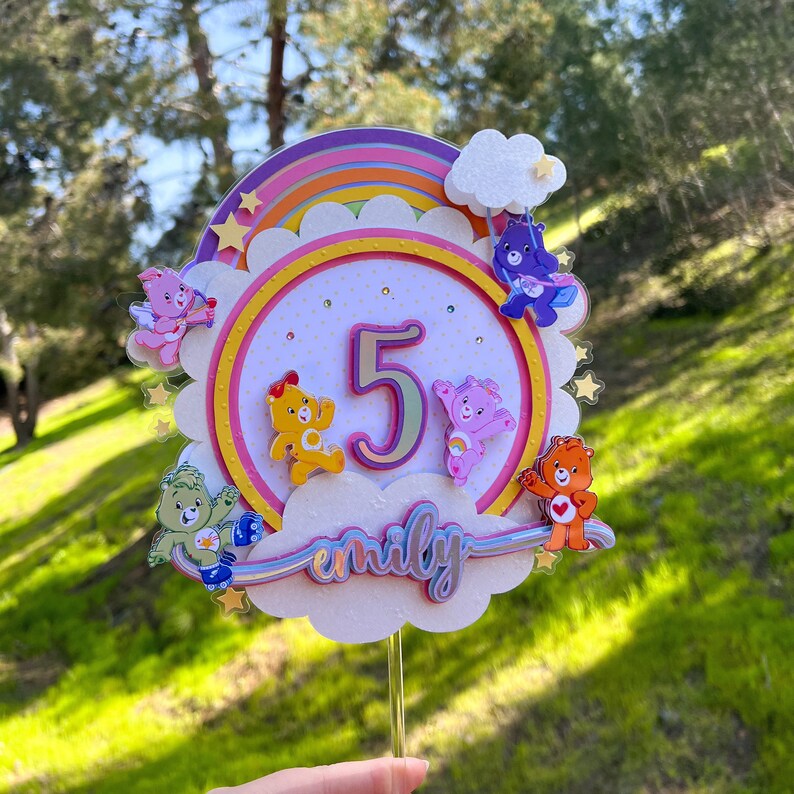Care Bear Inspired Cake Topper Rainbow Cake Topper Custom - Etsy