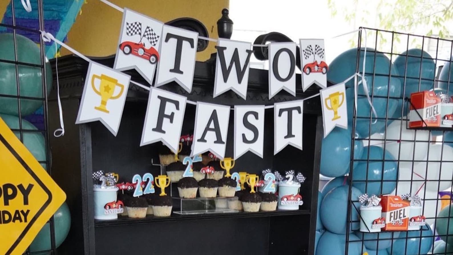Two Fast Banner Two Fast Birthday Decoration Race Car - Etsy