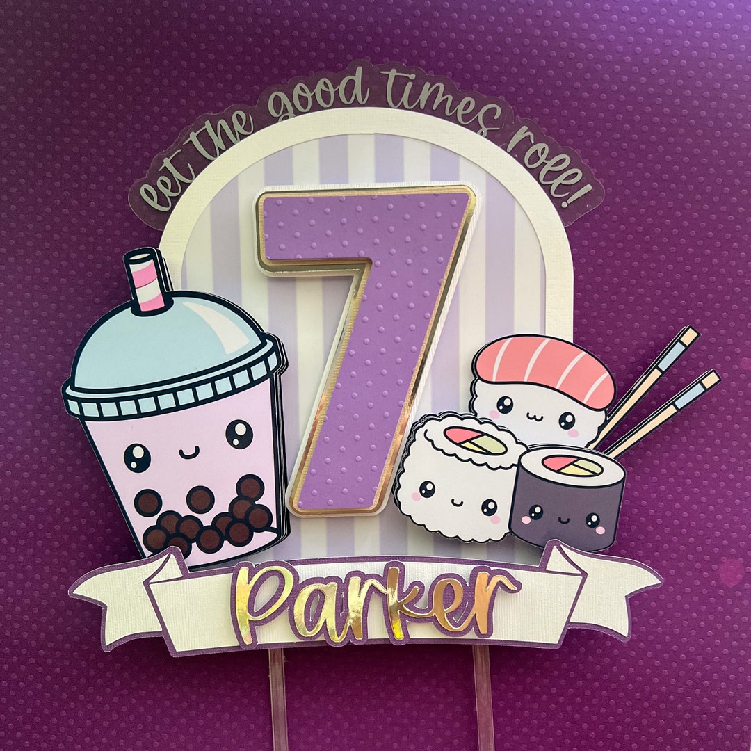 Boba Cake Topper, Sushi Cake Topper, Kawaii Cake Topper, Boba and Sushi ...