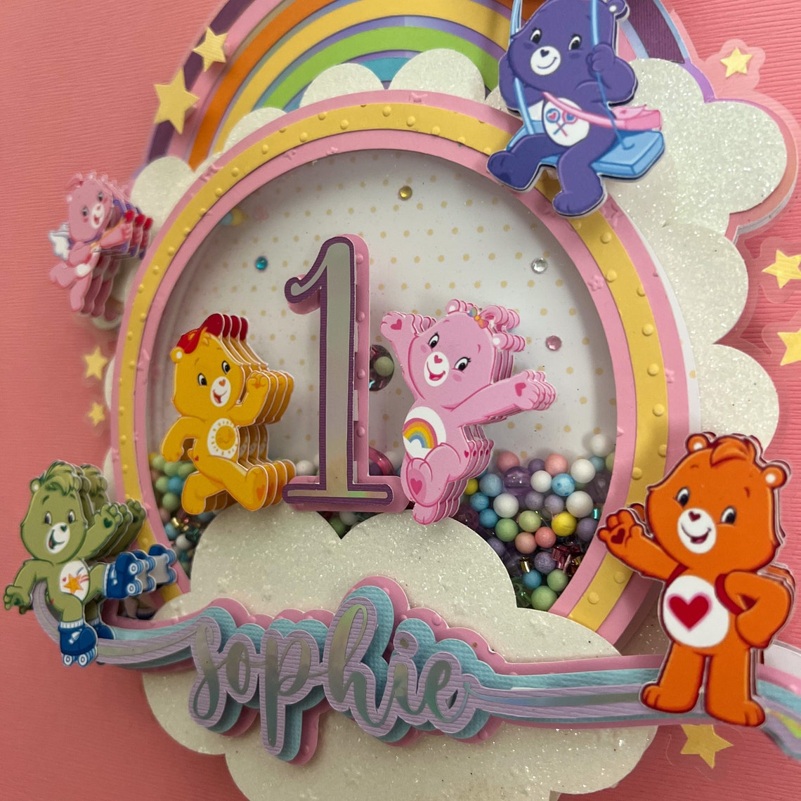 Care Bear Inspired Cake Topper Rainbow Cake Topper Custom - Etsy
