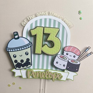 Boba Cake Topper, Sushi Cake Topper, Kawaii Cake Topper, Boba and Sushi ...