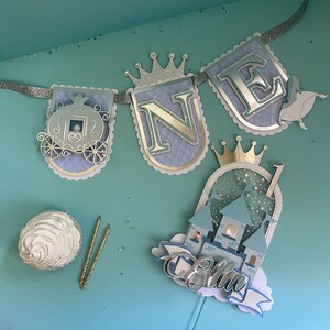 Bippity Boppity Two Cake Topper, Blue Princess Cake Topper, Cinderella ...