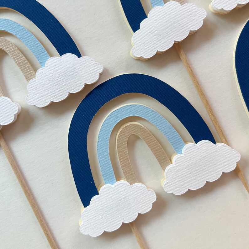 Boho Rainbow Cupcake Toppers: Textured Cardstock Party Decor - Etsy