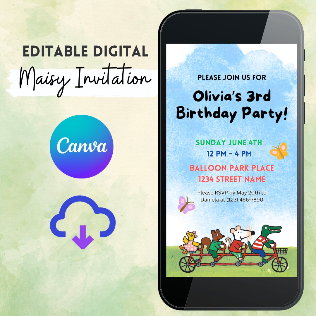 Maisy Mouse Birthday Party Invitation: Editable Digital Template - Etsy