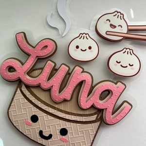 Dumpling Cake Topper, Dim Sum Party, Bao Cake Topper, Little Dumpling ...