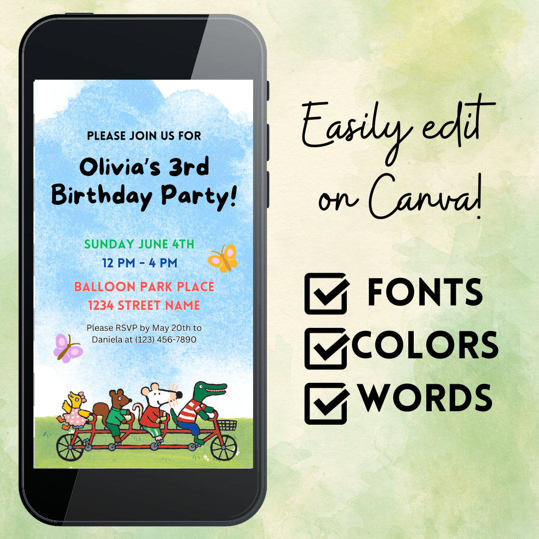 Maisy Mouse Birthday Party Invitation: Editable Digital Template - Etsy