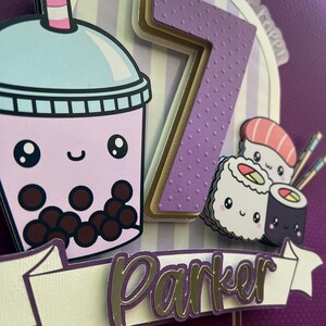 Boba Cake Topper, Sushi Cake Topper, Kawaii Cake Topper, Boba and Sushi ...