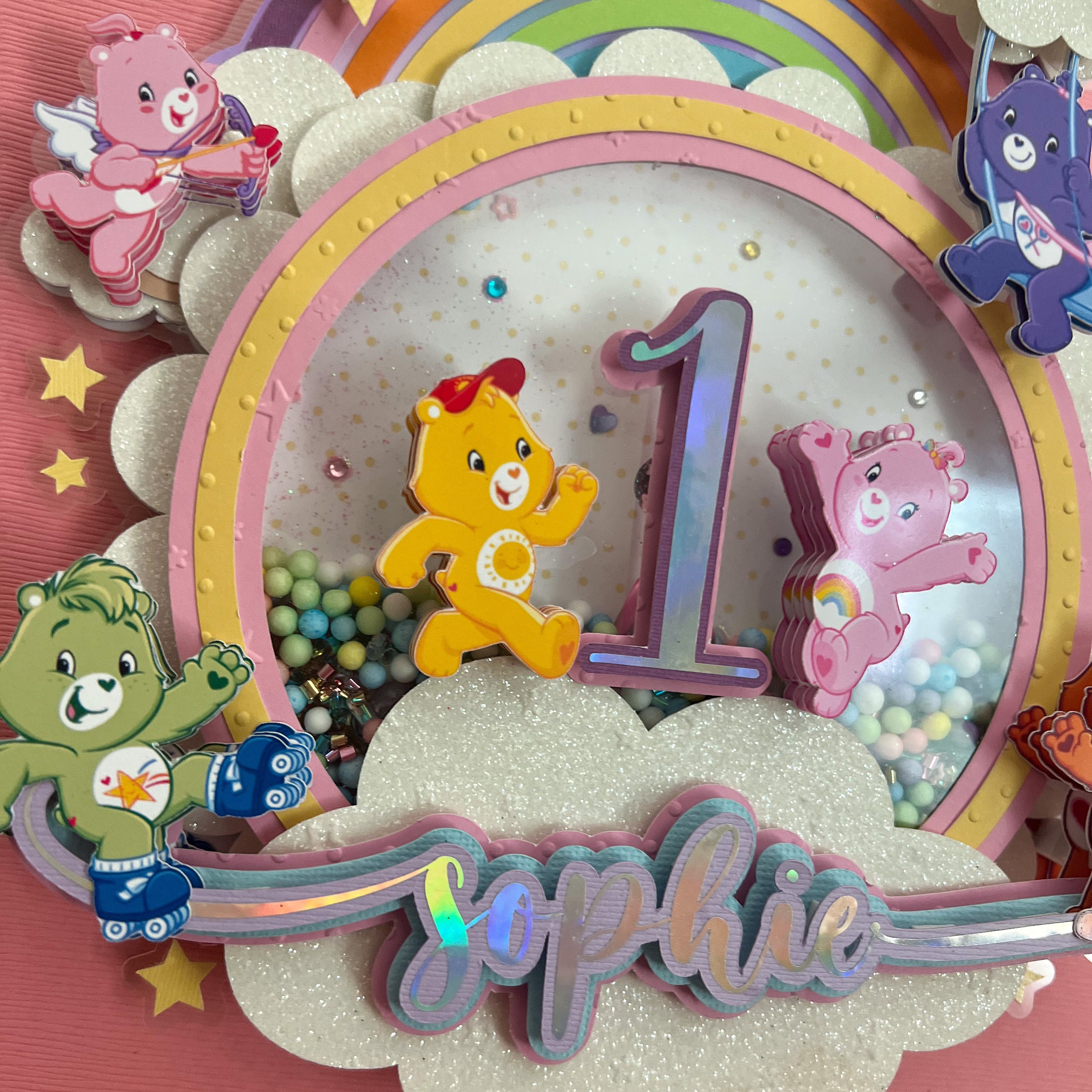 Care Bear Inspired Cake Topper Rainbow Cake Topper Custom - Etsy