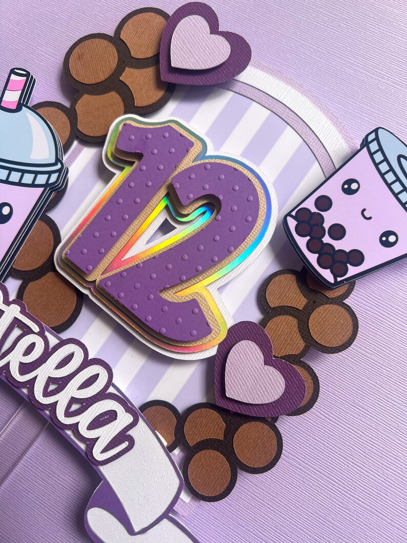 Personalized Boba Cake Topper: Kawaii Bubble Tea Party Decoration - Etsy