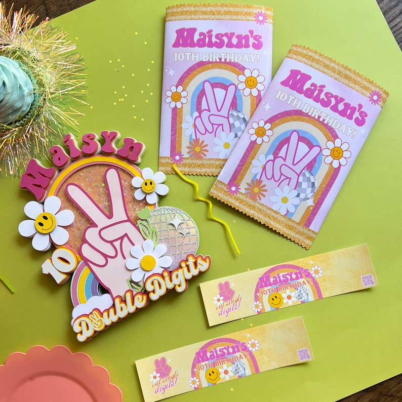 Groovy Double Digits Cake Topper: Retro Hippie Birthday Party - Etsy
