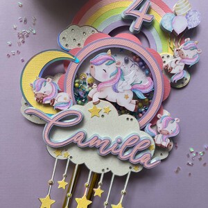 Pastel Unicorn Birthday Cake Topper: Custom Name & Age - Etsy