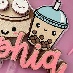 Boba and Bao Cake Topper, Little Dumpling Cake Topper, Boba Tea Cake ...