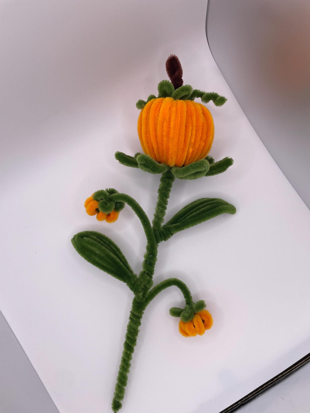 Pumpkin Flower – Handmade Pipe Cleaner Art, Fall Decor, Halloween ...