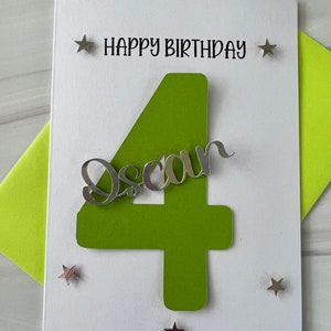 4th Birthday Card Kids Age Card Personalized - Etsy