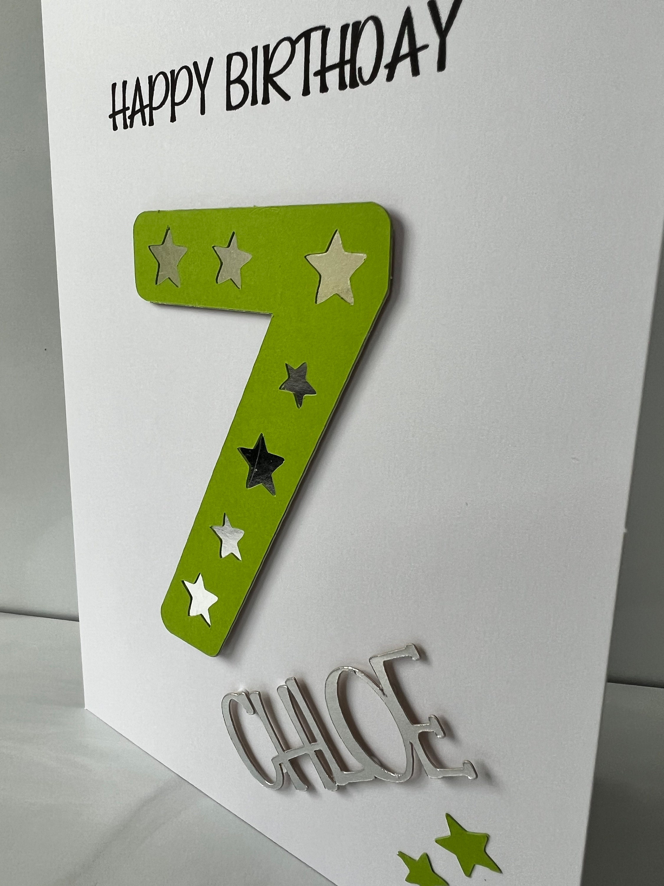 7th Birthday Card, Childrens Birthday Card, Handmade, Personalized, Boy ...