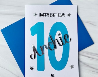 10th Birthday Card Girl, Girl Birthday Card, Personalized With Name ...