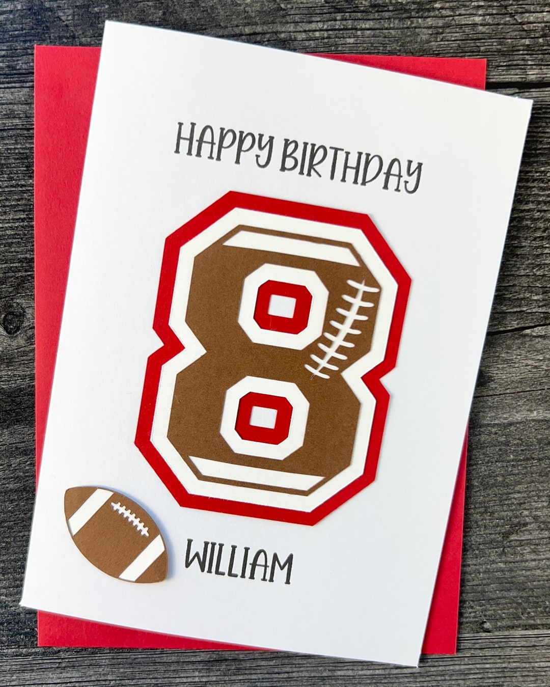 8th Birthday Football Birthday Card, Handmade and Personalized. - Etsy